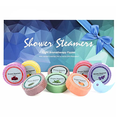 Shower Steamers, Shower Bombs Aromatherapy Relaxing Gift for Women, 8Pcs Essential Oil Bath Bomb Scent Steamer Fizzies for Mom Female Friends Christmas Valentines Mothers Day Ideas Set