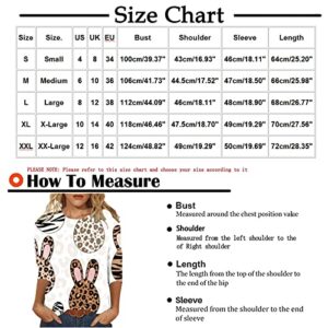 Women Happy Easter Graphic Shirt 3/4 Sleeve Tops Blouse Crewneck Tshirts Tees 2023 Cute FUUNY Basket Gift Clothes Tops