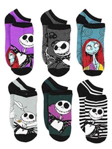 disney the nightmare before christmas womens 6 pack socks (9-11 womens (shoe: 4-10), purple)