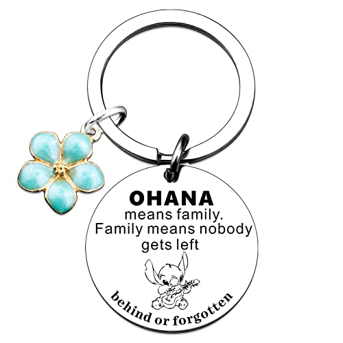 Stitch Gifts for Daughter Son Stich Birthday Gift Ohana Means Family Cute Keychains Gifts for Boys Girls Gift for Best Friend Stocking Stuffers for Teen Cartoon Accessories, Silver