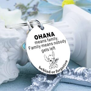 Stitch Gifts for Daughter Son Stich Birthday Gift Ohana Means Family Cute Keychains Gifts for Boys Girls Gift for Best Friend Stocking Stuffers for Teen Cartoon Accessories, Silver