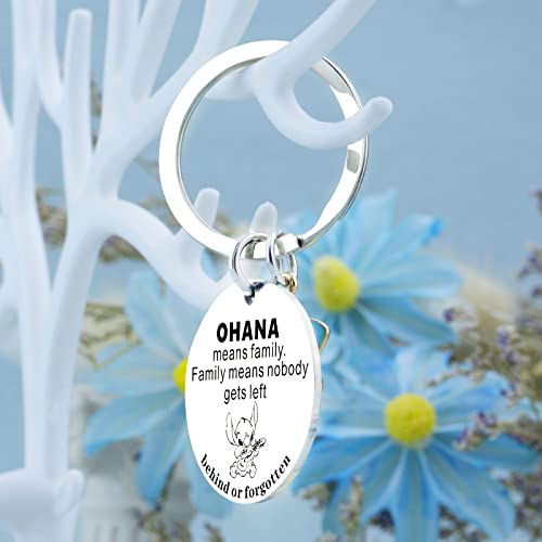 Stitch Gifts for Daughter Son Stich Birthday Gift Ohana Means Family Cute Keychains Gifts for Boys Girls Gift for Best Friend Stocking Stuffers for Teen Cartoon Accessories, Silver