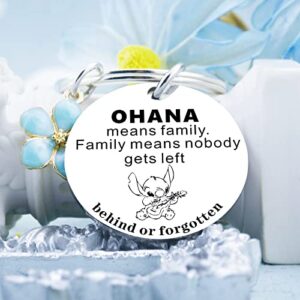 Stitch Gifts for Daughter Son Stich Birthday Gift Ohana Means Family Cute Keychains Gifts for Boys Girls Gift for Best Friend Stocking Stuffers for Teen Cartoon Accessories, Silver