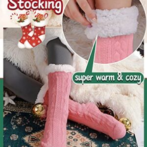 EBMORE Women Slipper Fuzzy Socks Fluffy Cozy Cabin Warm Winter Soft Thick Comfy Fleece Christmas Anti Slip Home Stocking Stuffer(Pink)