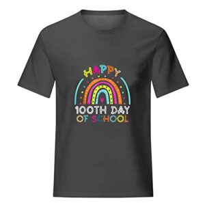 Women Rainbow Print Shirts Short Sleeve T Shirts 100 Days of School T Shirts Lightweight Casual Graphic Tee Tops 2023