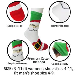 MarJunSep 28 Pairs Women's Christmas Holiday Socks Funny Cotton Xmas Socks Gift Stocking Stuffers for Girls Boys Men