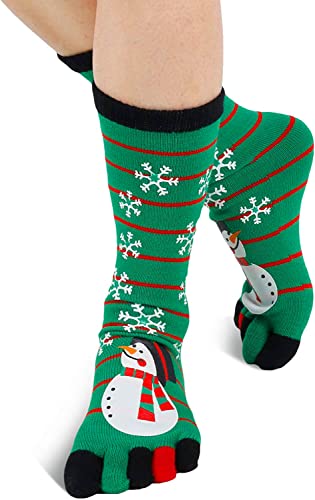 Zmart Funny Christmas Toe Socks Women Holiday Socks Christmas Toe Separator Socks Five Toe Socks, 5 Pack Stocking Stuffers Secret Santa Gifts Christmas Gifts