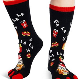 Zmart Funny Christmas Toe Socks Women Holiday Socks Christmas Toe Separator Socks Five Toe Socks, 5 Pack Stocking Stuffers Secret Santa Gifts Christmas Gifts