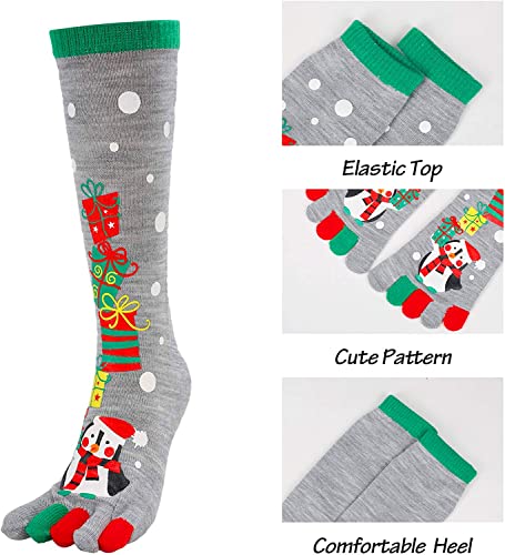 Zmart Funny Christmas Toe Socks Women Holiday Socks Christmas Toe Separator Socks Five Toe Socks, 5 Pack Stocking Stuffers Secret Santa Gifts Christmas Gifts