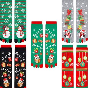 Zmart Funny Christmas Toe Socks Women Holiday Socks Christmas Toe Separator Socks Five Toe Socks, 5 Pack Stocking Stuffers Secret Santa Gifts Christmas Gifts