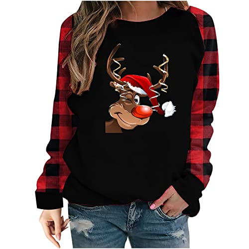 Christmas Tee Shirts for Women Christmas Pjs Family Set Unique Merry and Bright Sweatshirt Stocking Stuffers for Women