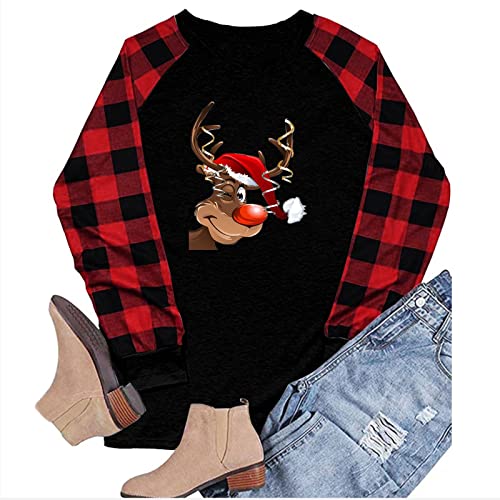 Christmas Tee Shirts for Women Christmas Pjs Family Set Unique Merry and Bright Sweatshirt Stocking Stuffers for Women