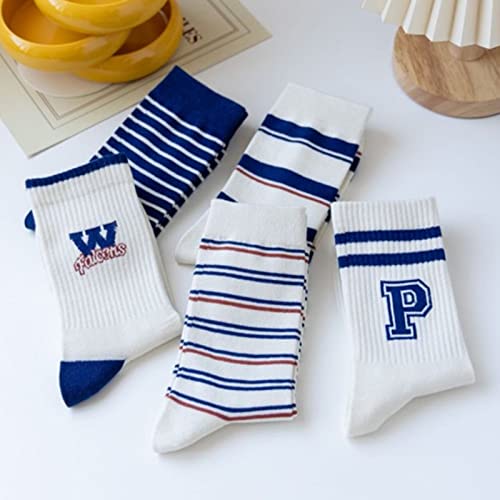 Women's Men Blue Stripes Socks Fashion Pattern Printing Short Socks Ankle Socks for Athletic Socks Women (A, One Size)