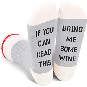 zmart funny socks for women secret santa gifts crazy socks novelty socks, if you can read this socks bring me wine socks wine gifts wine stocking stuffers