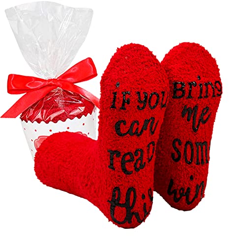 Gakricrey Novelty Socks If You Can Read This Bring Me Some. Funny Accessory for Her, Gift Socks with Cupcake Gift Packaging, Christmas Stocking Stuffers for Women