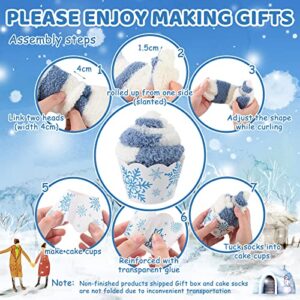 Jeyiour 6 Pairs Cupcake Socks Fuzzy Socks for Women Winter Socks with Grips DIY Christmas New Year Gift Warm Soft Men Non Slip Slipper Socks Fluffy Socks Christmas Stocking Stuffers with Gift Boxes