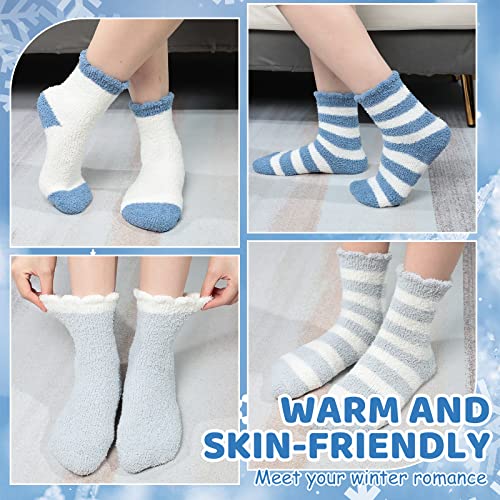 Jeyiour 6 Pairs Cupcake Socks Fuzzy Socks for Women Winter Socks with Grips DIY Christmas New Year Gift Warm Soft Men Non Slip Slipper Socks Fluffy Socks Christmas Stocking Stuffers with Gift Boxes