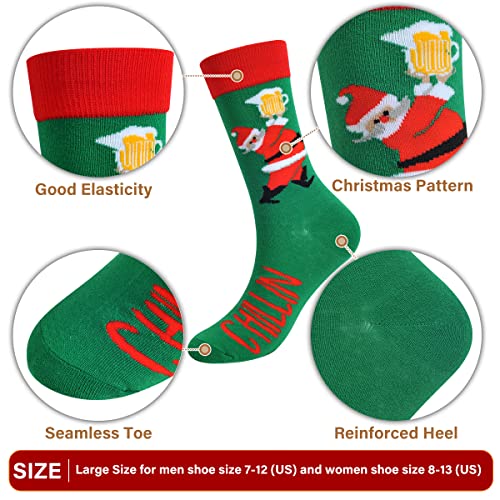 Gellwhu Men's Christmas Socks, Christmas Gifts for Men Women Stocking Stuffers Large Holiday Fun Novelty Cotton Socks (12 pairs socks)