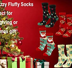 Gilbins Womens Soft Fuzzy Sock, Holiday Christmas Slipper Socks, holiday stocking stuffers, Snowflake Fuzzy Socks, 6 Pack, Size 9-11