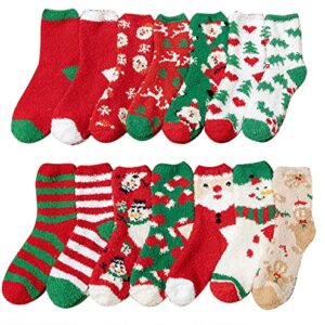 36 Pairs Christmas Fuzzy Socks for Women Men Christmas Gifts Stocking Stuffers Holiday Cozy Fluffy Warm Socks