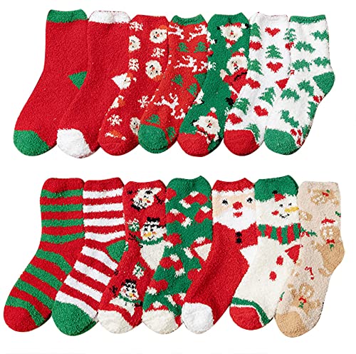 36 Pairs Christmas Fuzzy Socks for Women Men Christmas Gifts Stocking Stuffers Holiday Cozy Fluffy Warm Socks