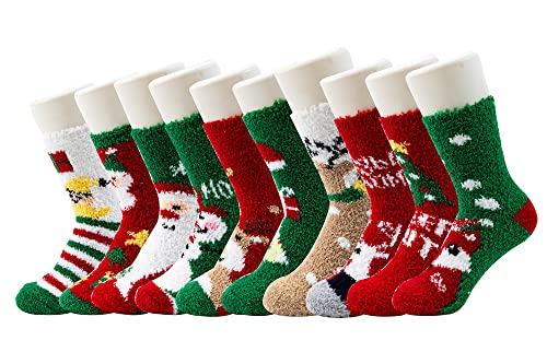 36 Pairs Christmas Fuzzy Socks for Women Men Christmas Gifts Stocking Stuffers Holiday Cozy Fluffy Warm Socks