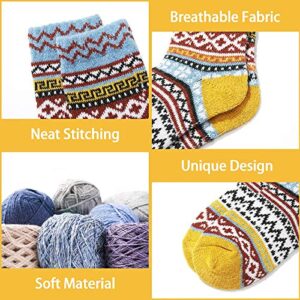 5 Pack Womens Socks Vintage Winter Soft Warm Cold Knit Wool Socks Women Socks Walking