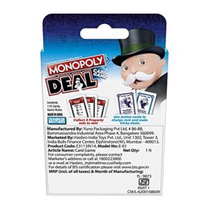 MONOPOLY Deal Card Game, Quick-Playing Card Game for 2-5 Players, Game for Families and Kids Ages 8 and Up