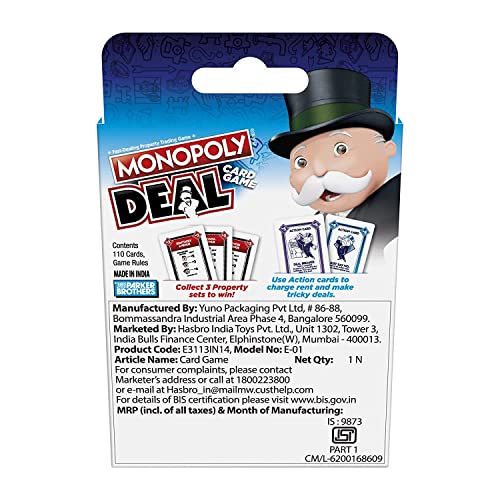 MONOPOLY Deal Card Game, Quick-Playing Card Game for 2-5 Players, Game for Families and Kids Ages 8 and Up