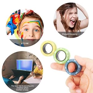 Magnetic Rings Fidget Toy Set, Idea ADHD Fidget Toys, Adult Fidget Magnets Spinner Rings for Anxiety Relief Therapy, Fidget Pack Great Gift for Adults Teens Kids (3PCS)