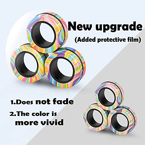 Magnetic Rings Fidget Toy Set, Idea ADHD Fidget Toys, Adult Fidget Magnets Spinner Rings for Anxiety Relief Therapy, Fidget Pack Great Gift for Adults Teens Kids (3PCS)