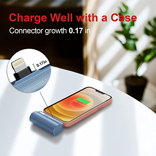 iWALK Mini Portable Charger for iPhone with Built in Cable, 3350mAh Ultra-Compact Power Bank Small Battery Pack Charger Compatible with iPhone 14/13/13 Pro/12/12 Pro/11/XR/XS/X/8/7/6,Blue