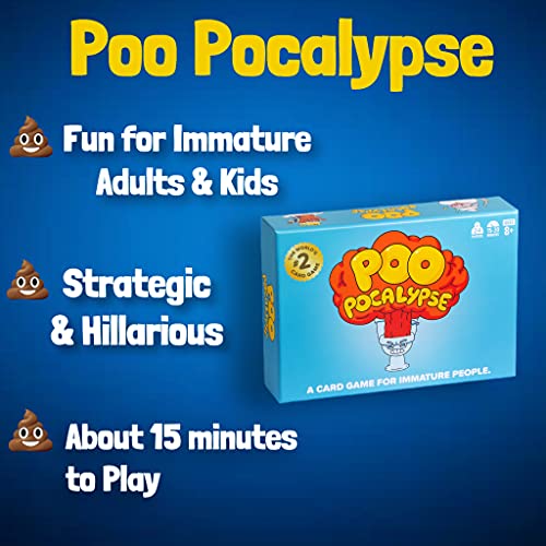 Poo Pocalypse - The Hilarious Card Game for Immature People - Easy and Strategic Family-Friendly Party Game for Adults, Teens & Kids - 2-4 Players