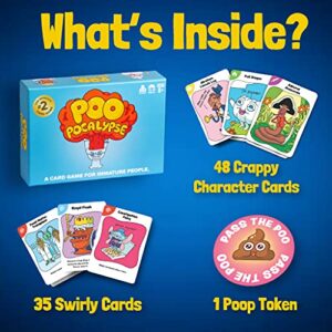 Poo Pocalypse - The Hilarious Card Game for Immature People - Easy and Strategic Family-Friendly Party Game for Adults, Teens & Kids - 2-4 Players