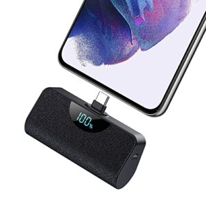 mini portable charger usb-c power bank 5200mah,ultra compact lcd display battery pack backup charger compatible with samsung galaxy s21/s20/s10/s9,note 20/10/9,moto,lg,google pixel,android phones etc