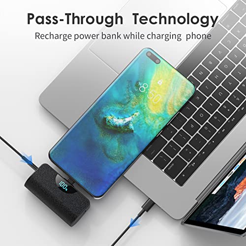 Mini Portable Charger USB-C Power Bank 5200mAh,Ultra Compact LCD Display Battery Pack Backup Charger Compatible with Samsung Galaxy S21/S20/S10/S9,Note 20/10/9,Moto,LG,Google Pixel,Android Phones etc