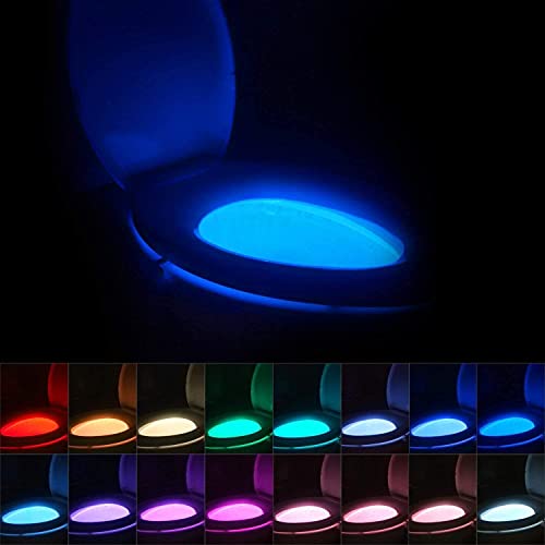 Chunace 16-Color Toilet Night Light, Motion Sensor Activated Bathroom LED Bowl Nightlight, Unique & Funny Gifts Idea for Dad Teen Boy Kids Men Women, Cool Fun Gadgets for Stocking Stuffers