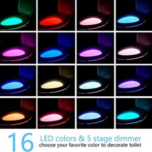 Chunace 16-Color Toilet Night Light, Motion Sensor Activated Bathroom LED Bowl Nightlight, Unique & Funny Gifts Idea for Dad Teen Boy Kids Men Women, Cool Fun Gadgets for Stocking Stuffers