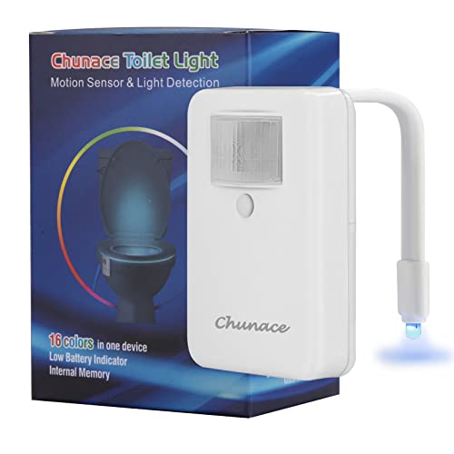 Chunace 16-Color Toilet Night Light, Motion Sensor Activated Bathroom LED Bowl Nightlight, Unique & Funny Gifts Idea for Dad Teen Boy Kids Men Women, Cool Fun Gadgets for Stocking Stuffers