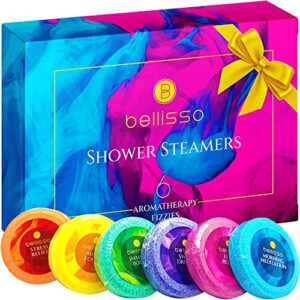 aromatherapy shower steamers, set of 6 scent tablets – essential oil fizzies bath bombs self care kit for women – relaxing stress relief gifts