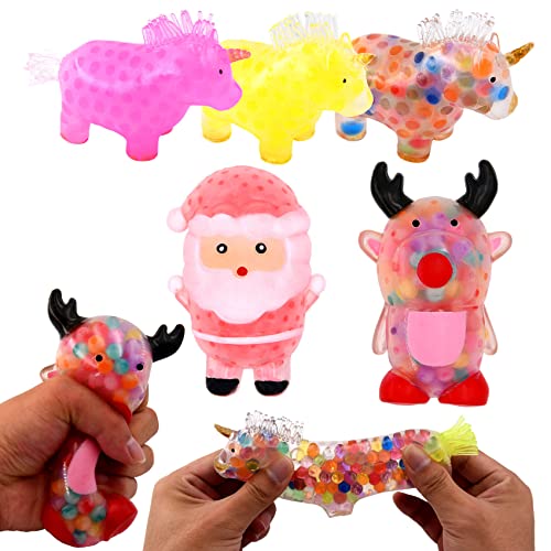 Cenmeytoy Unicorn Squishy Stress Balls Toy (5-Pack) for Girls, Boys, Adults, Gel Water Beads Balls Inside, Promote Anxiety and Stress Relief - Christmas Stocking Stuffers Gifts Party Favors