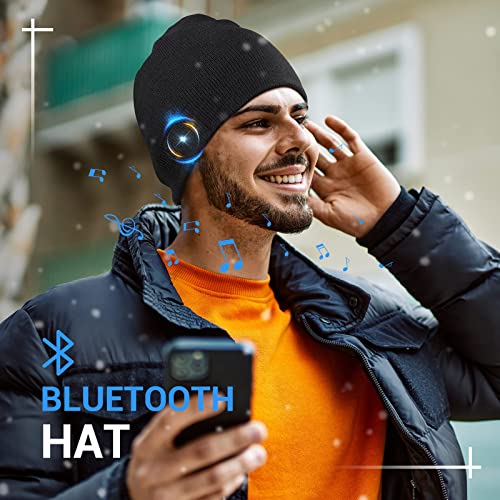 Stocking Stuffers for Men Women Bluetooth Beanie Hat with Headphones, Christmas Tech Gifts for Teen Boys Girls Teenagers Boyfriend Brother, Birthday Presents Unique Gift Idea for Men Dad Husband Him