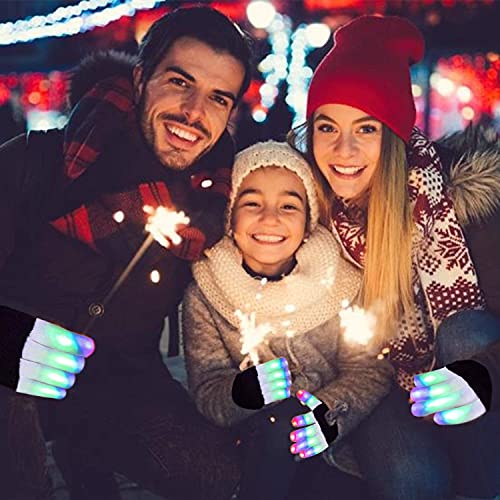 3 Pairs LED Gloves 5 Colors 6 Modes Light Up Gloves Kids Teens New Years Eve Party Supplies Christmas Stocking Stuffers