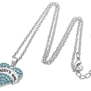 GLAM&CO Daddy's Girl Necklace, Valentine Heart Necklace for Daughters, Birthday Jewelry Gifts From Father/Dad, Stocking Stuffer Christmas Presents for Little Girls and Teens (Aqua Blue)