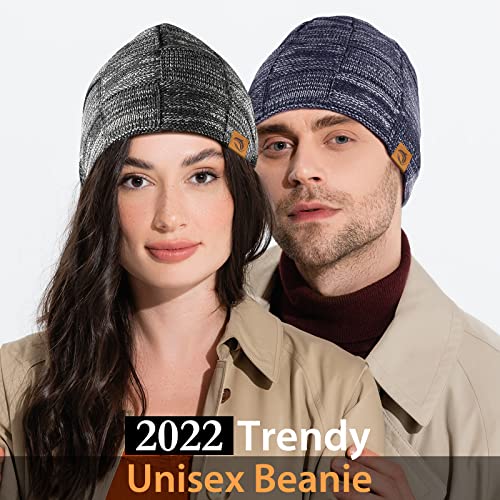 URECOVER Beanie Hats Gifts for Men Women: Unisex Winter Slouchy Knit Fleece Cap Christmas Stocking Stuffers for Teens Adults Dark Black