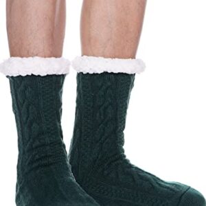 ANTSANG Mens Fuzzy Slipper Socks Fluffy Cozy Cabin Winter Warm Fleece Soft Thick Comfy Anti Slip Christmas Gift Stocking Stuffer for Teen Boys(Green)