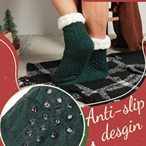 ANTSANG Mens Fuzzy Slipper Socks Fluffy Cozy Cabin Winter Warm Fleece Soft Thick Comfy Anti Slip Christmas Gift Stocking Stuffer for Teen Boys(Green)