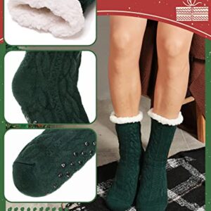 ANTSANG Mens Fuzzy Slipper Socks Fluffy Cozy Cabin Winter Warm Fleece Soft Thick Comfy Anti Slip Christmas Gift Stocking Stuffer for Teen Boys(Green)