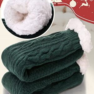 ANTSANG Mens Fuzzy Slipper Socks Fluffy Cozy Cabin Winter Warm Fleece Soft Thick Comfy Anti Slip Christmas Gift Stocking Stuffer for Teen Boys(Green)