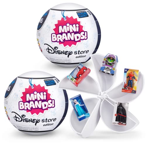 5 Surprise Disney Mini Brands Collectible Toys by ZURU - Great Stocking Stuffers - Disney Store Edition, 2 Capsules of 5 Mystery Toys for Kids, Teens, and Adults (Amazon Exclusive)